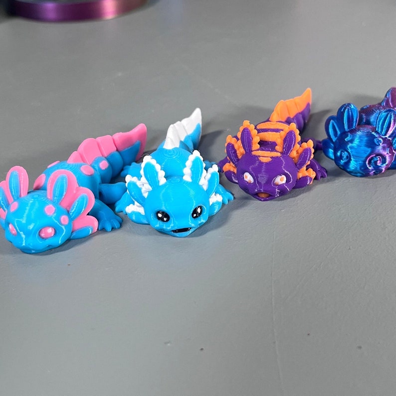 Set of 4 Mini 3-5cm 3D Printed Axolotl Figurines | Cute Desk Decor ...