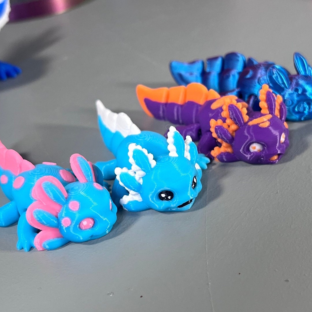 Set of 4 Mini 3-5cm 3D Printed Axolotl Figurines | Cute Desk Decor ...
