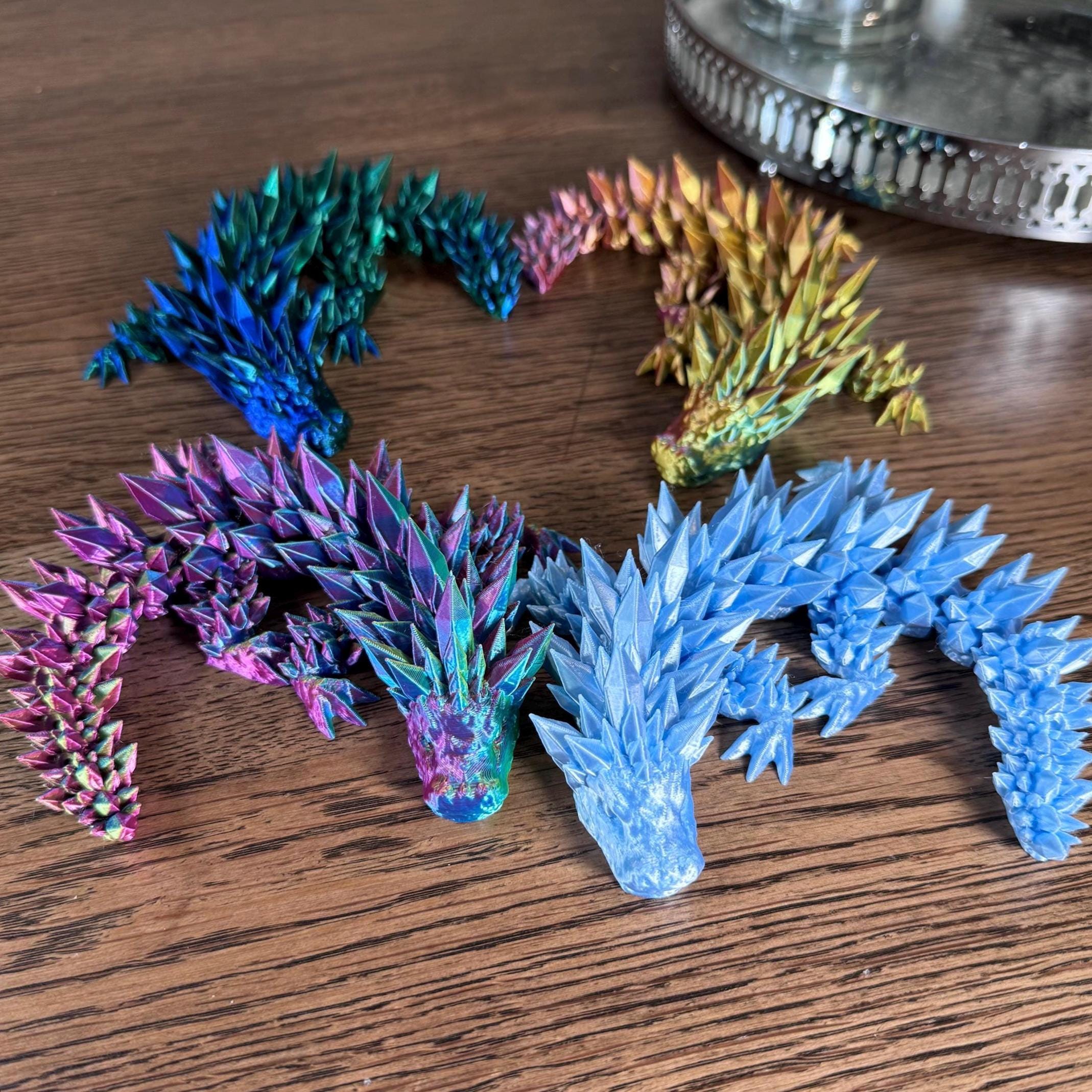 Crystal Dragon Fidget - 3D Printed Collectible in Amethyst, Sapphire ...