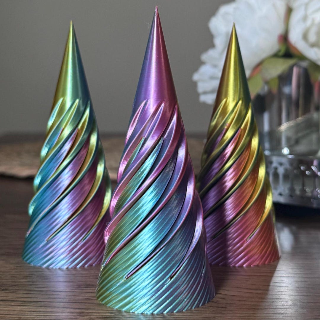 Tri Coloured - Rose Blue Yellow 3D Infinity Spiral Christmas Tree ...