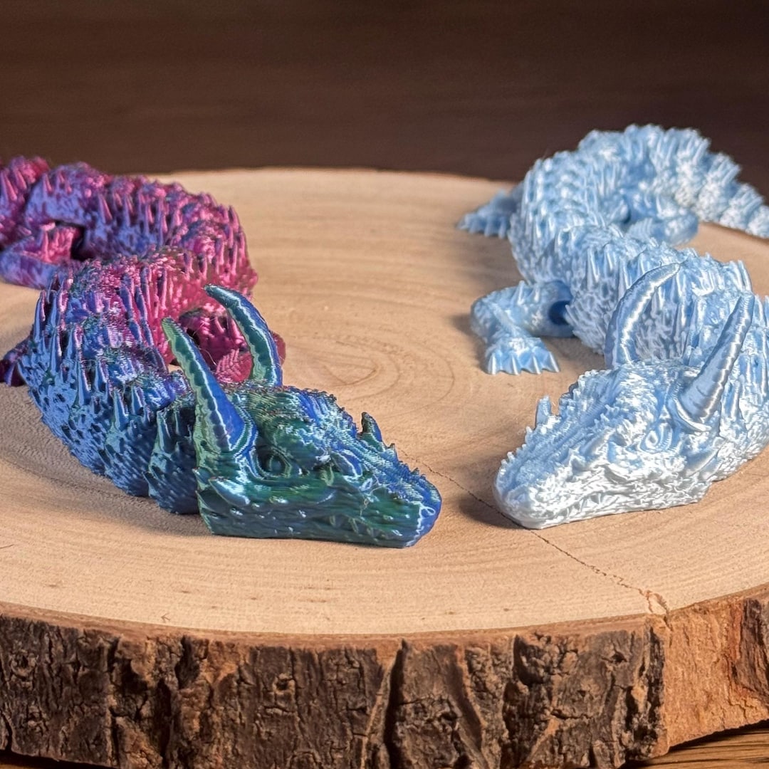 3D Printed Articulated Dragon Textured Fidget Sculpture Sensory Desk ...