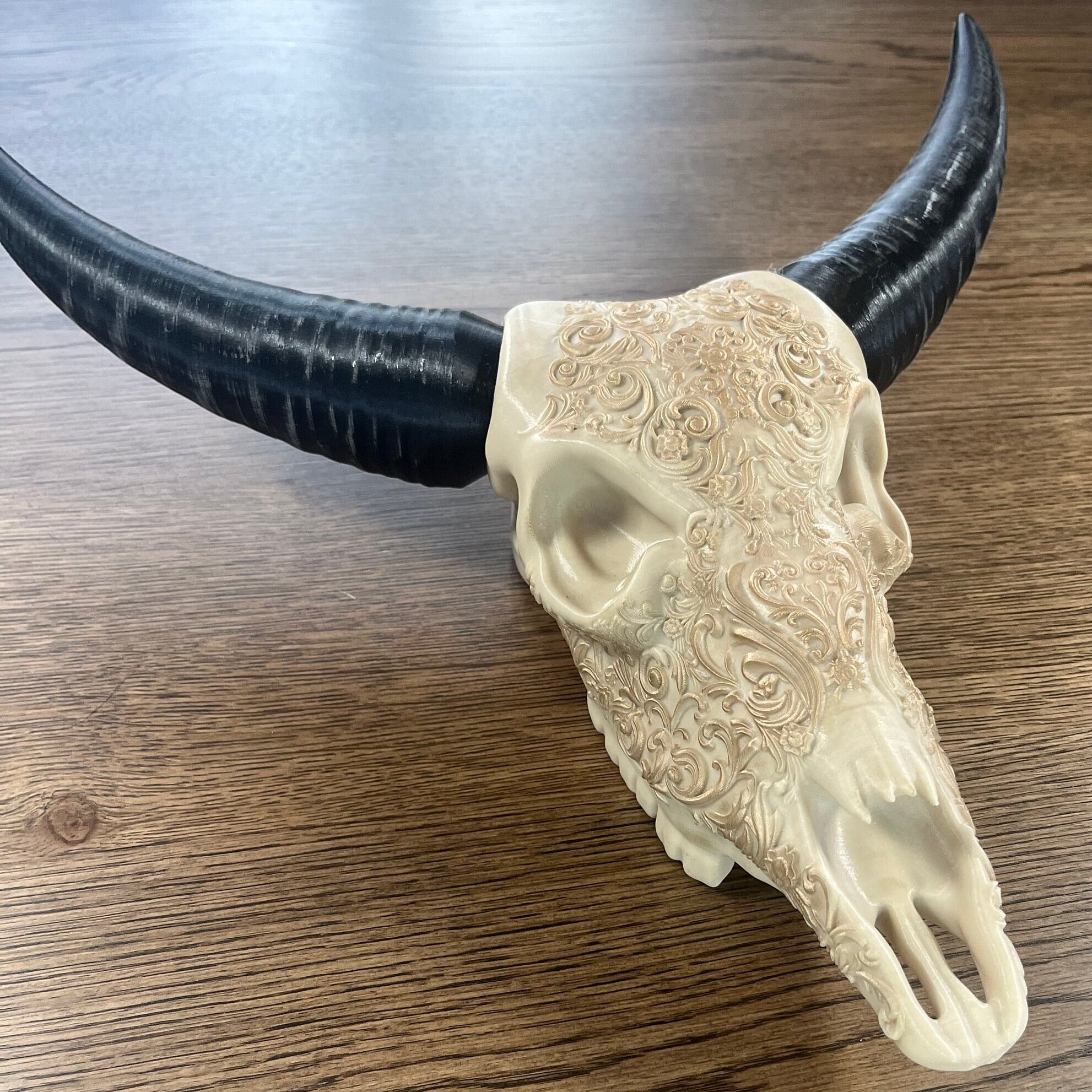 3D Printed Buffalo Skull Art Gold Touch Nature-inspired Decor - Etsy