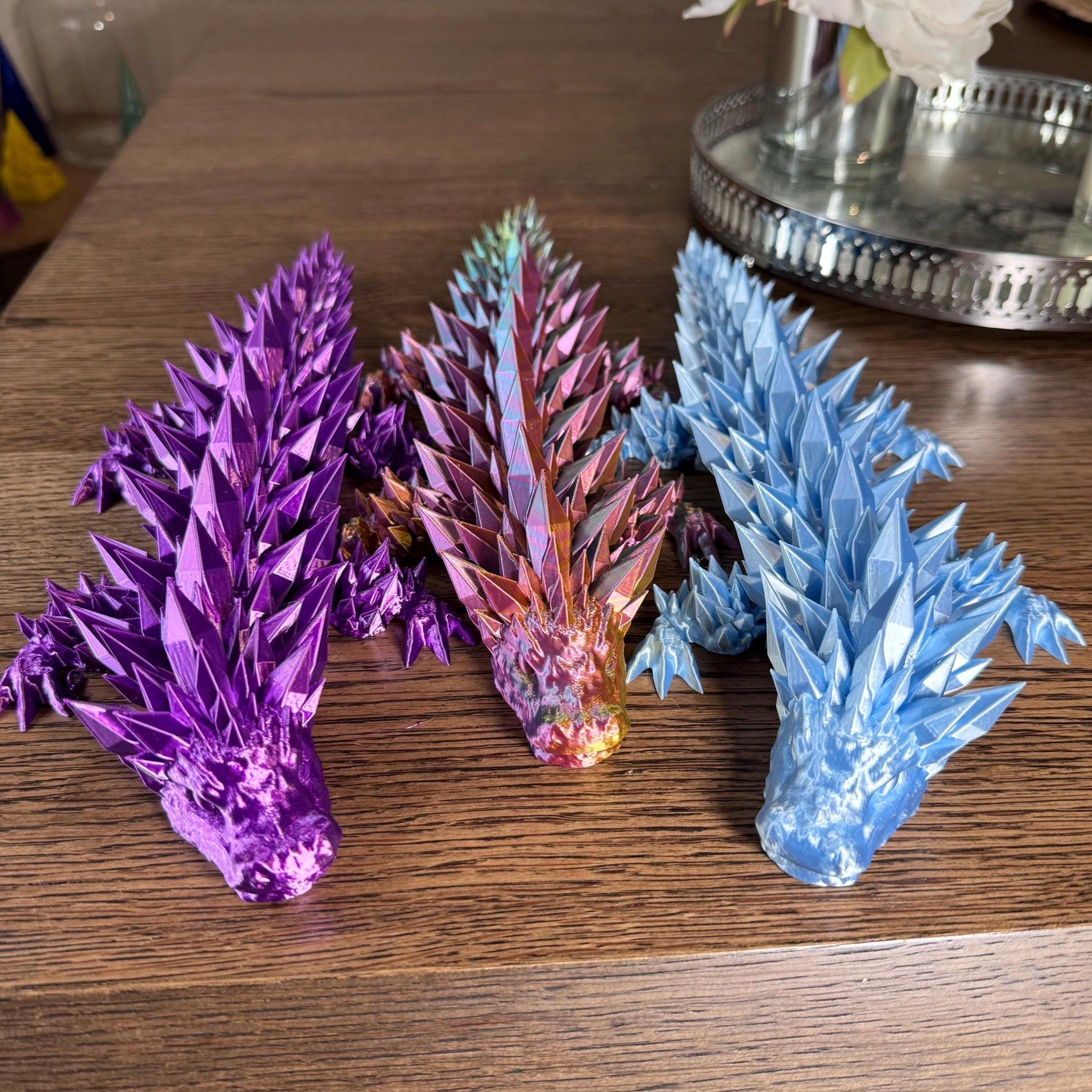 Crystal Dragon Fidget - 3D Printed Collectible in Amethyst, Sapphire ...