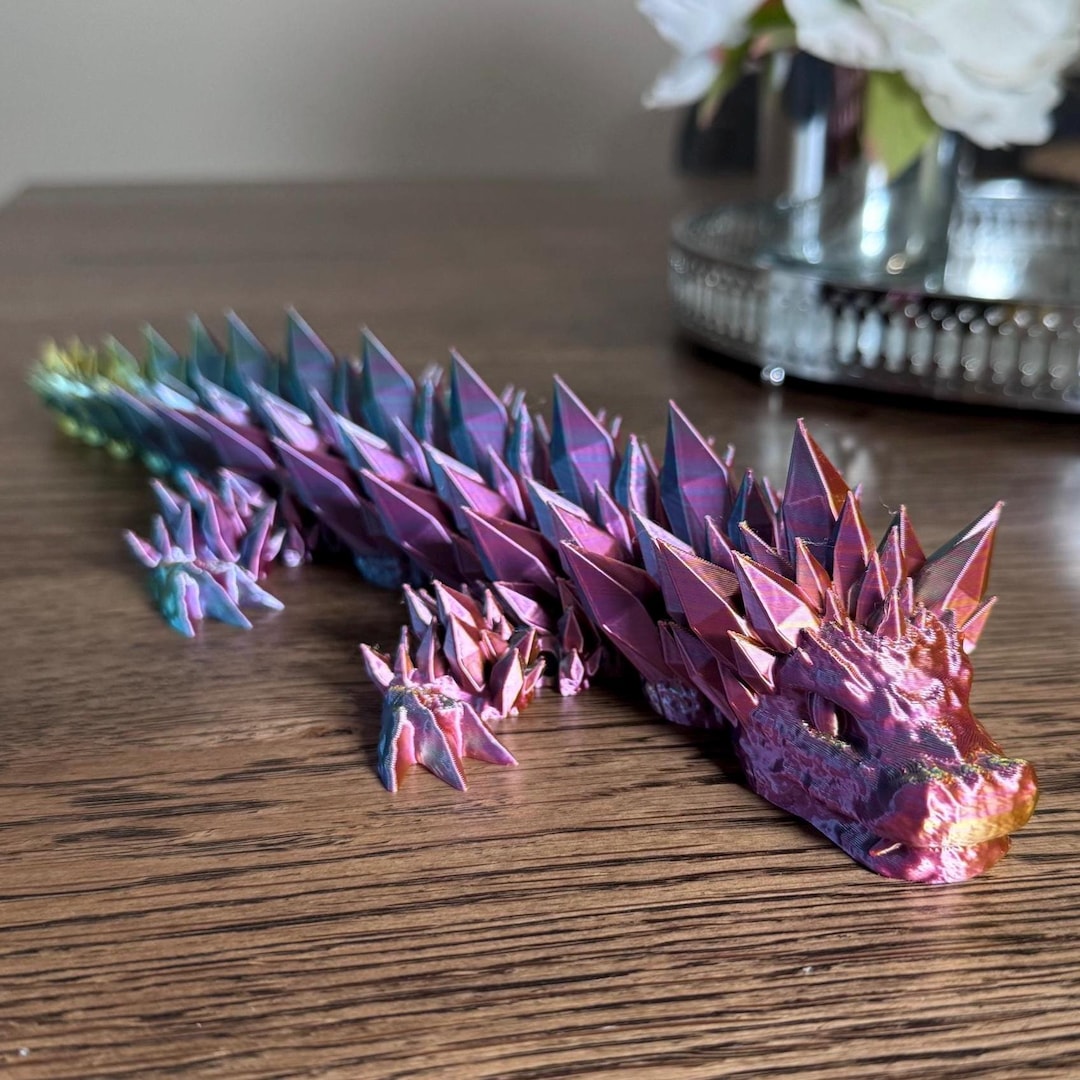 Crystal Dragon Fidget - 3D Printed Collectible in Amethyst, Sapphire ...
