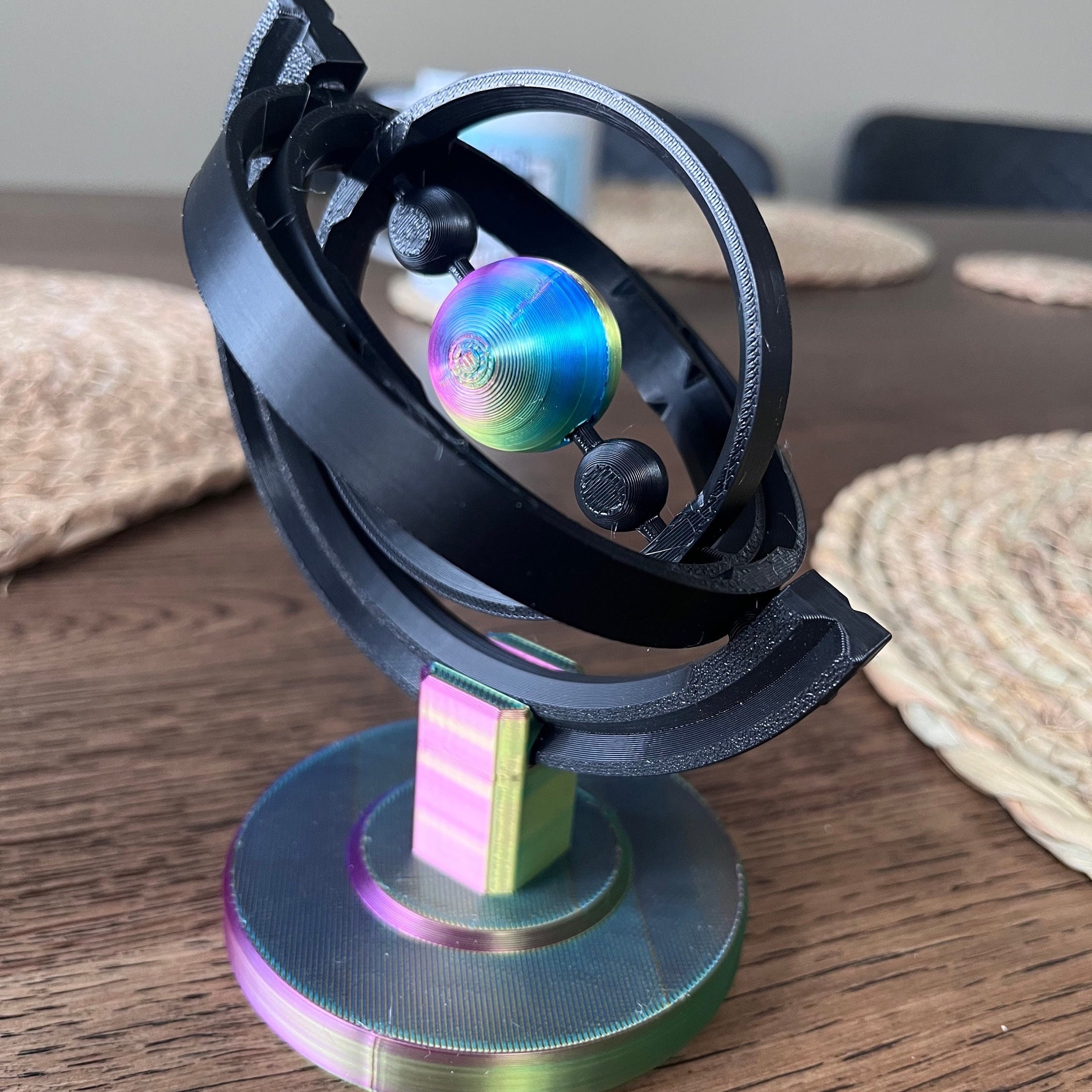 3d-printed Gyroscope Sculpture Customizable Color Orb Desk Toy - Etsy