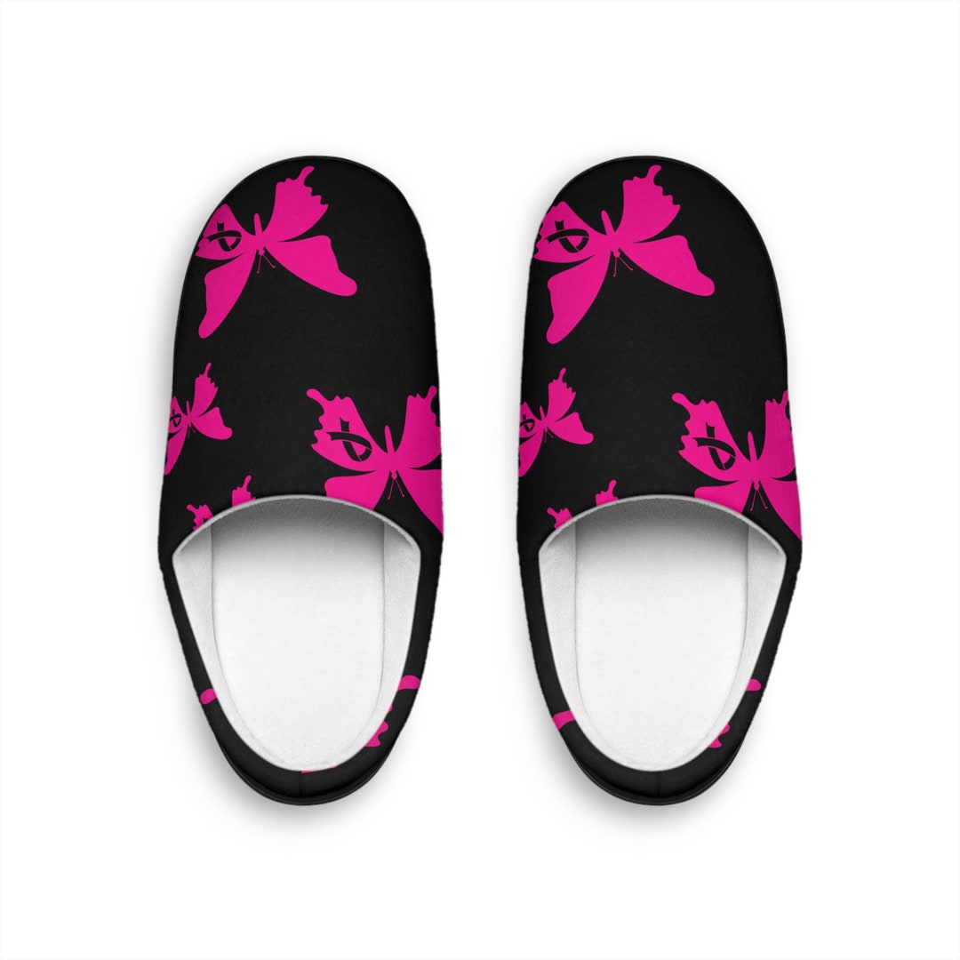 Breast Cancer Awareness Buterfly Women's Indoor Slippers - Etsy