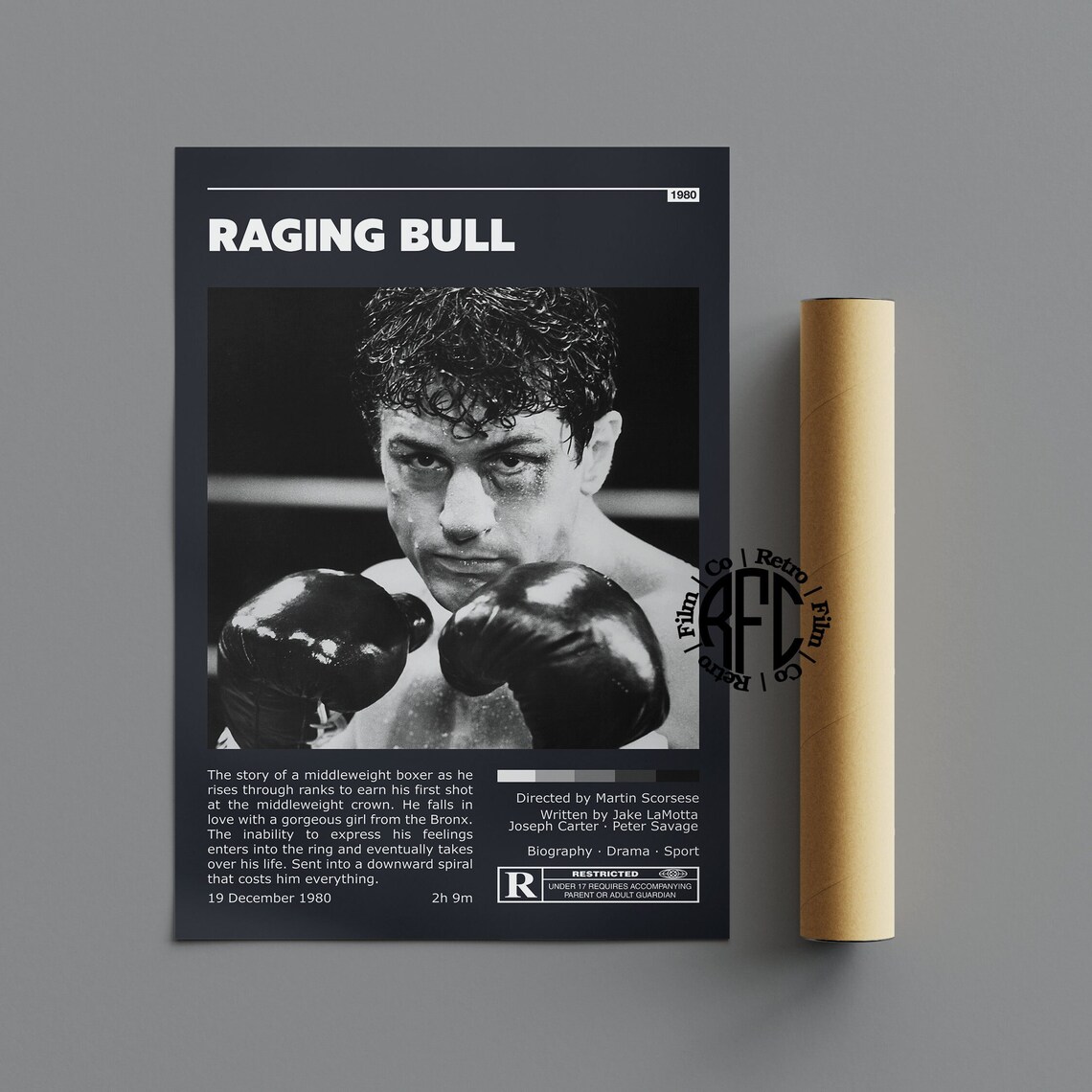 Raging Bull Retro Vintage Poster | Minimalist Movie Poster | Retro ...