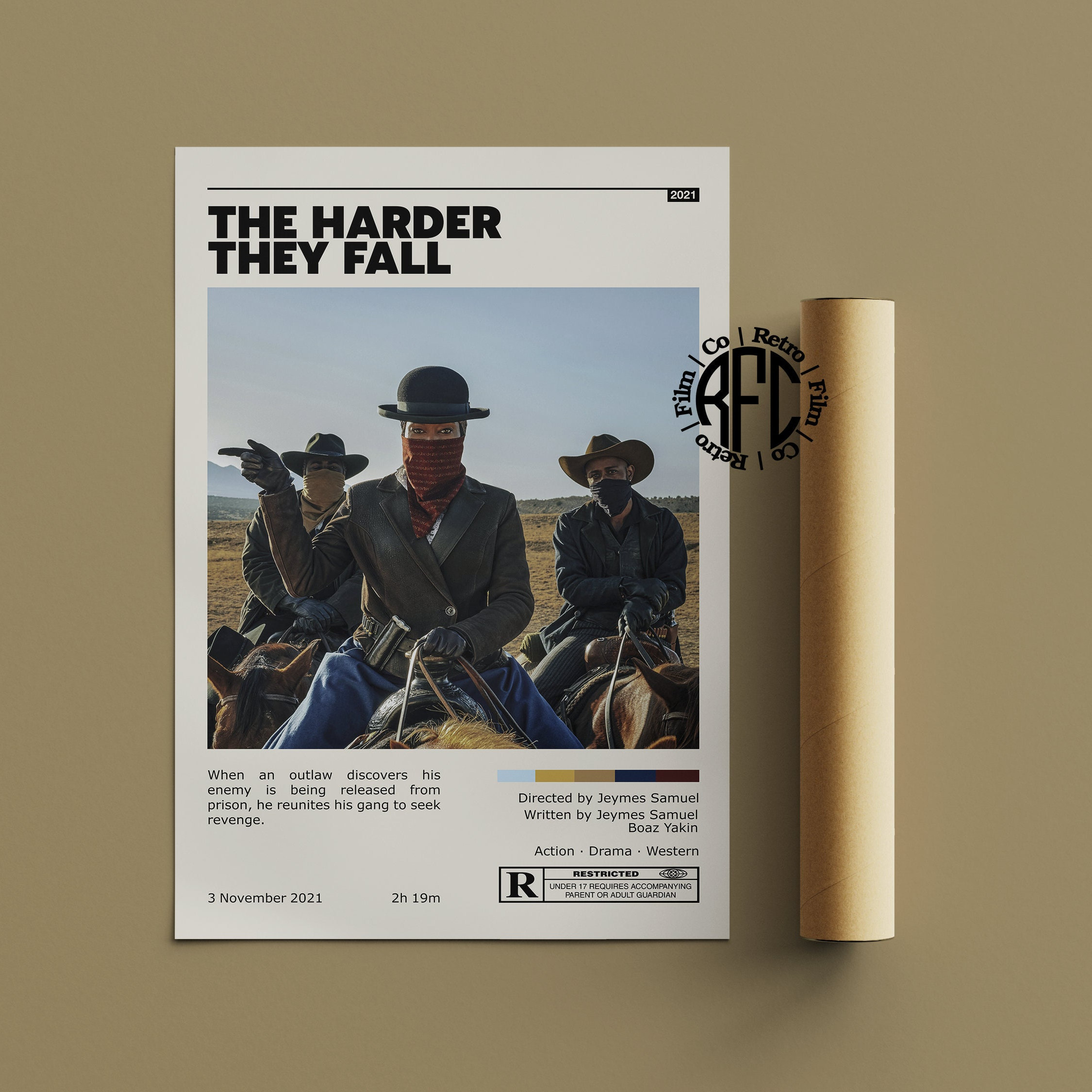 The Harder They Fall Retro Vintage Poster Minimalist Movie - Etsy