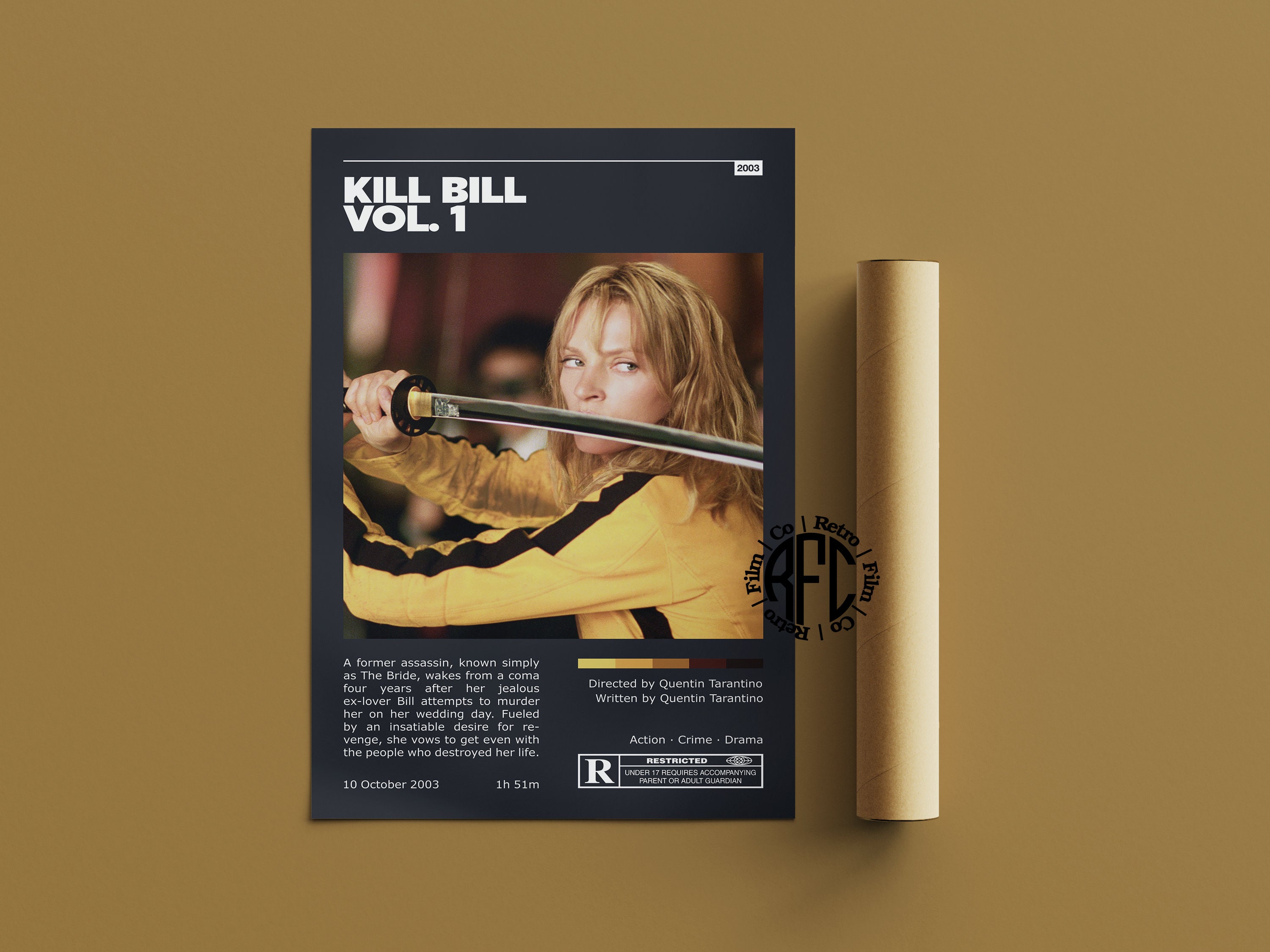 Kill Bill Vol.1 Retro Vintage Poster | Minimalist Movie Poster | Retro ...