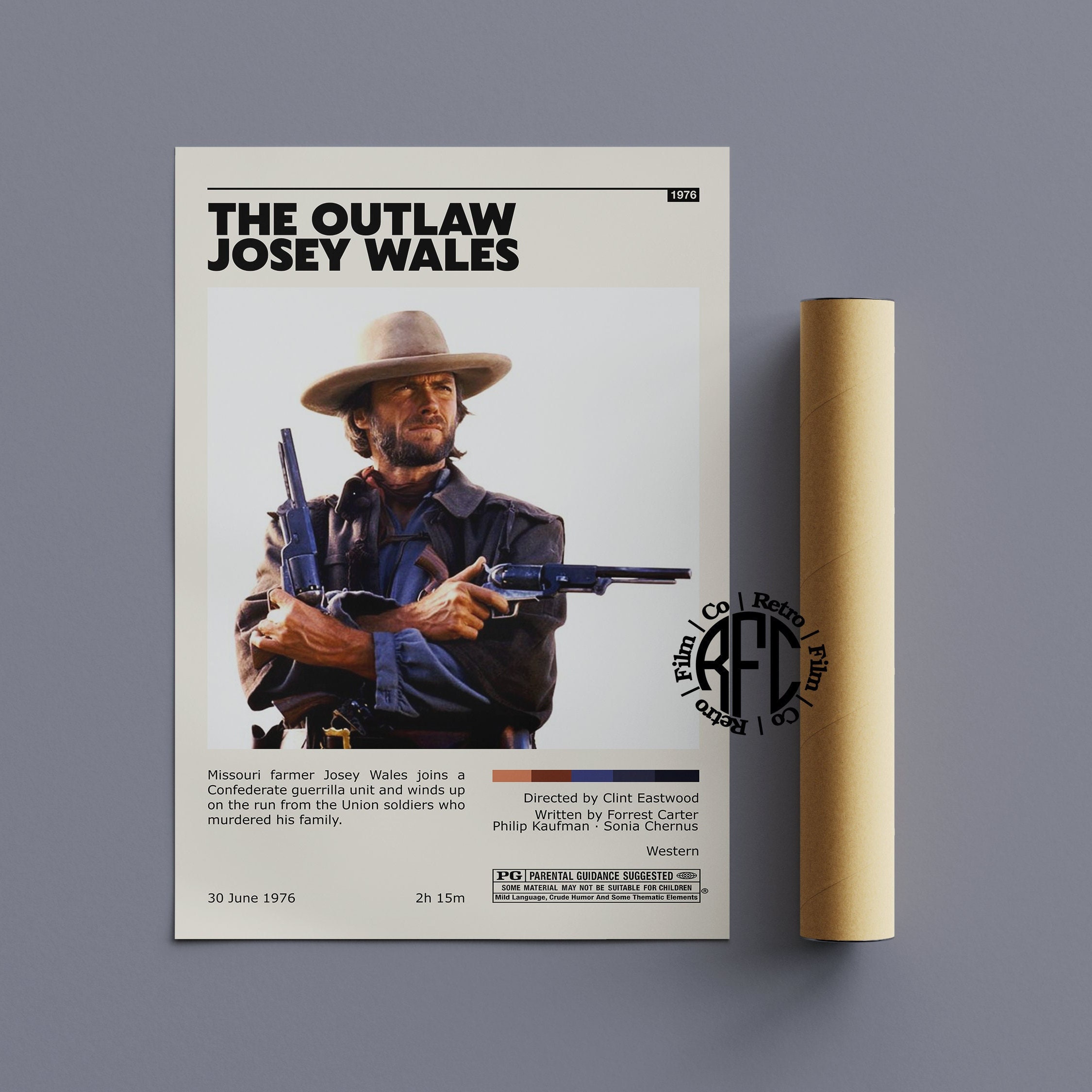 The Outlaw Josey Wales Retro Vintage Poster Minimalist Movie Poster ...