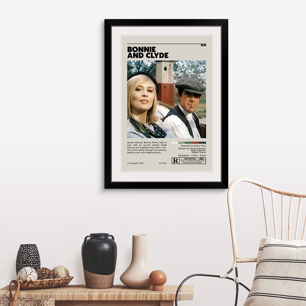 Bonnie and Clyde Retro Vintage Poster Minimalist Movie - Etsy