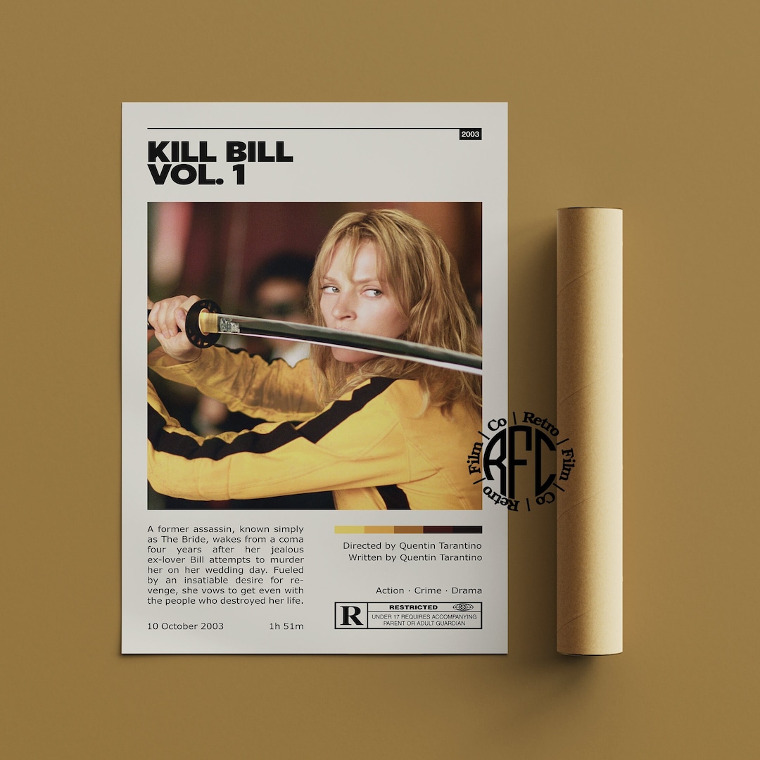 Kill Bill Vol.1 Retro Vintage Poster | Minimalist Movie Poster | Retro ...