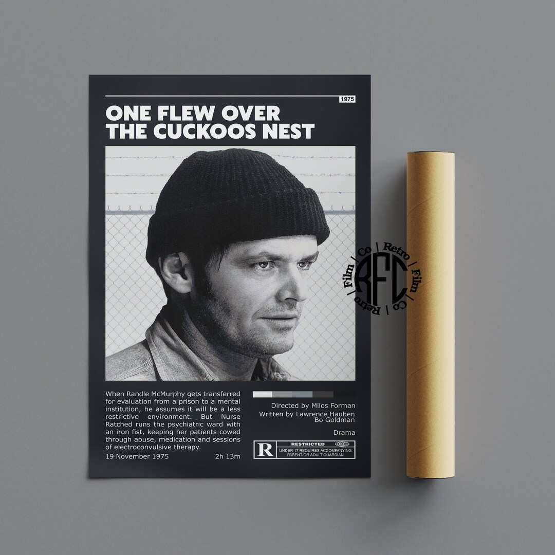 One Flew Over the Cuckoos Nest Retro Vintage Poster | Minimalist Movie ...