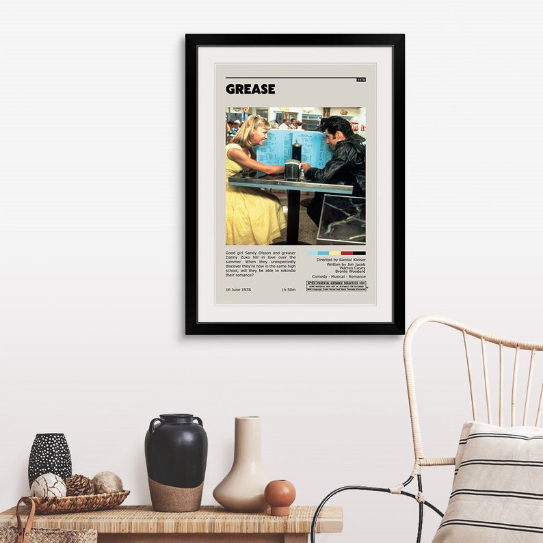 Grease Retro Vintage Poster | Minimalist Movie Poster | Retro Vintage ...