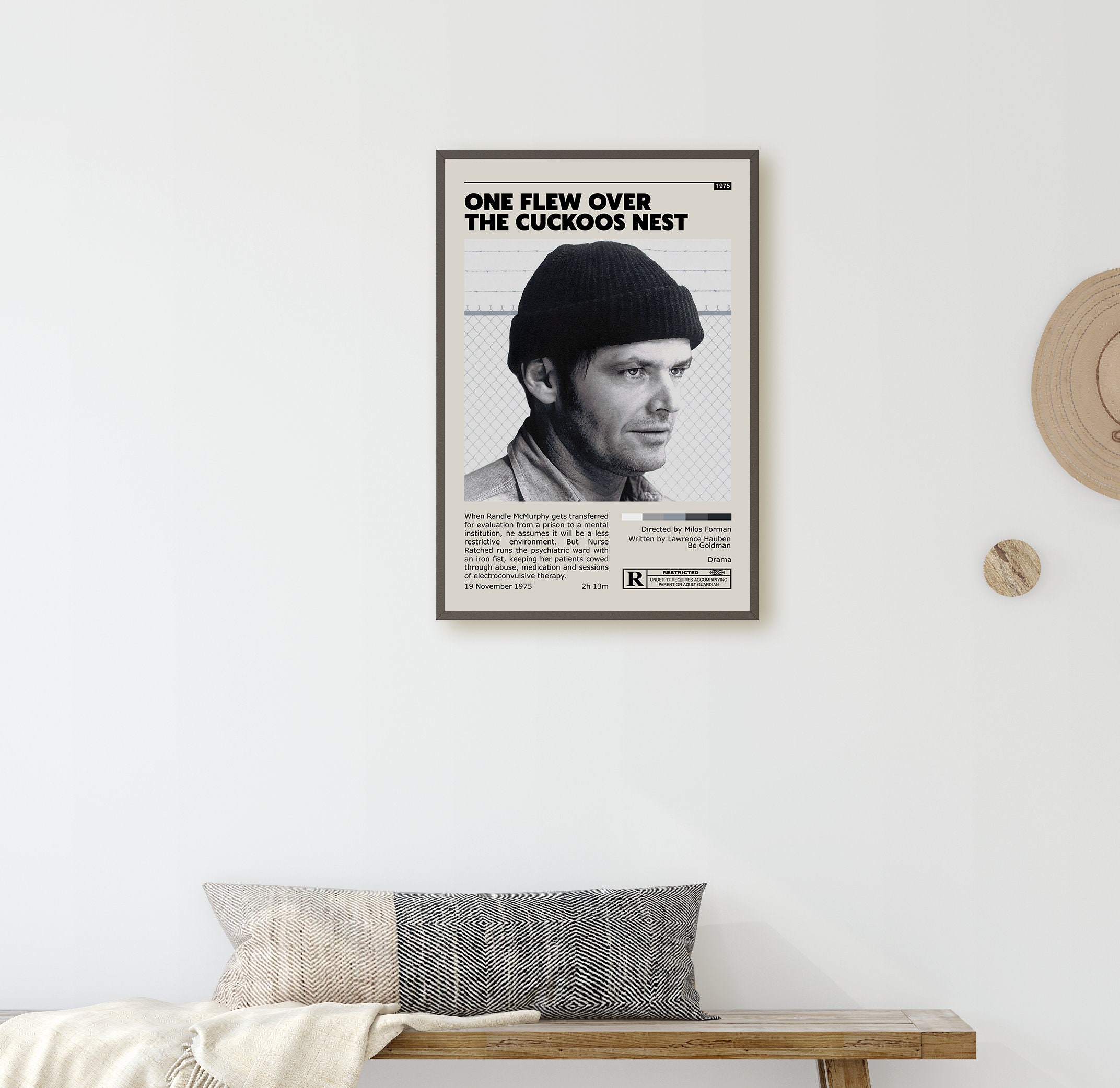 One Flew Over the Cuckoos Nest Retro Vintage Poster | Minimalist Movie ...