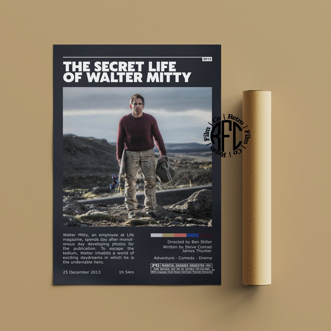 The Secret Life of Walter Mitty Retro Vintage Poster | Minimalist Movie ...