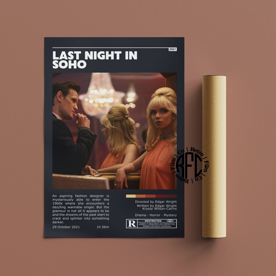 Last Night in Soho Retro Vintage Poster | Minimalist Movie Poster ...