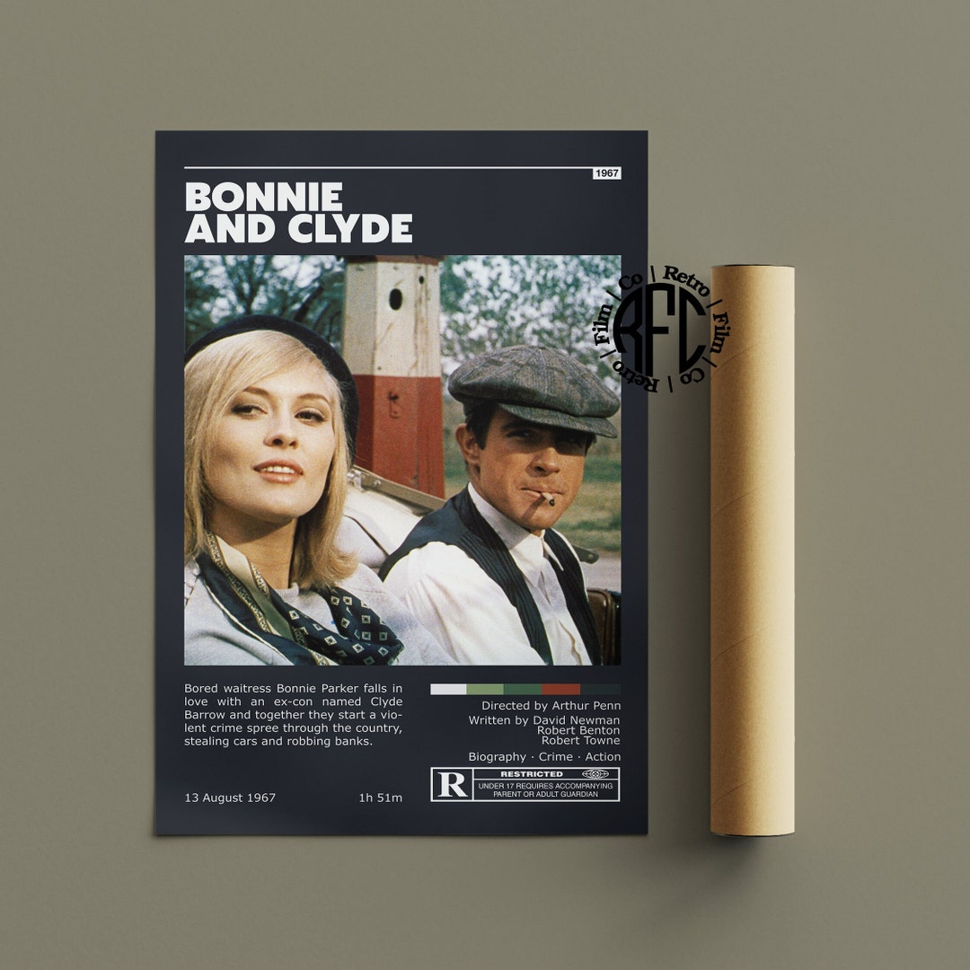Bonnie and Clyde Retro Vintage Poster | Minimalist Movie Poster | Retro ...
