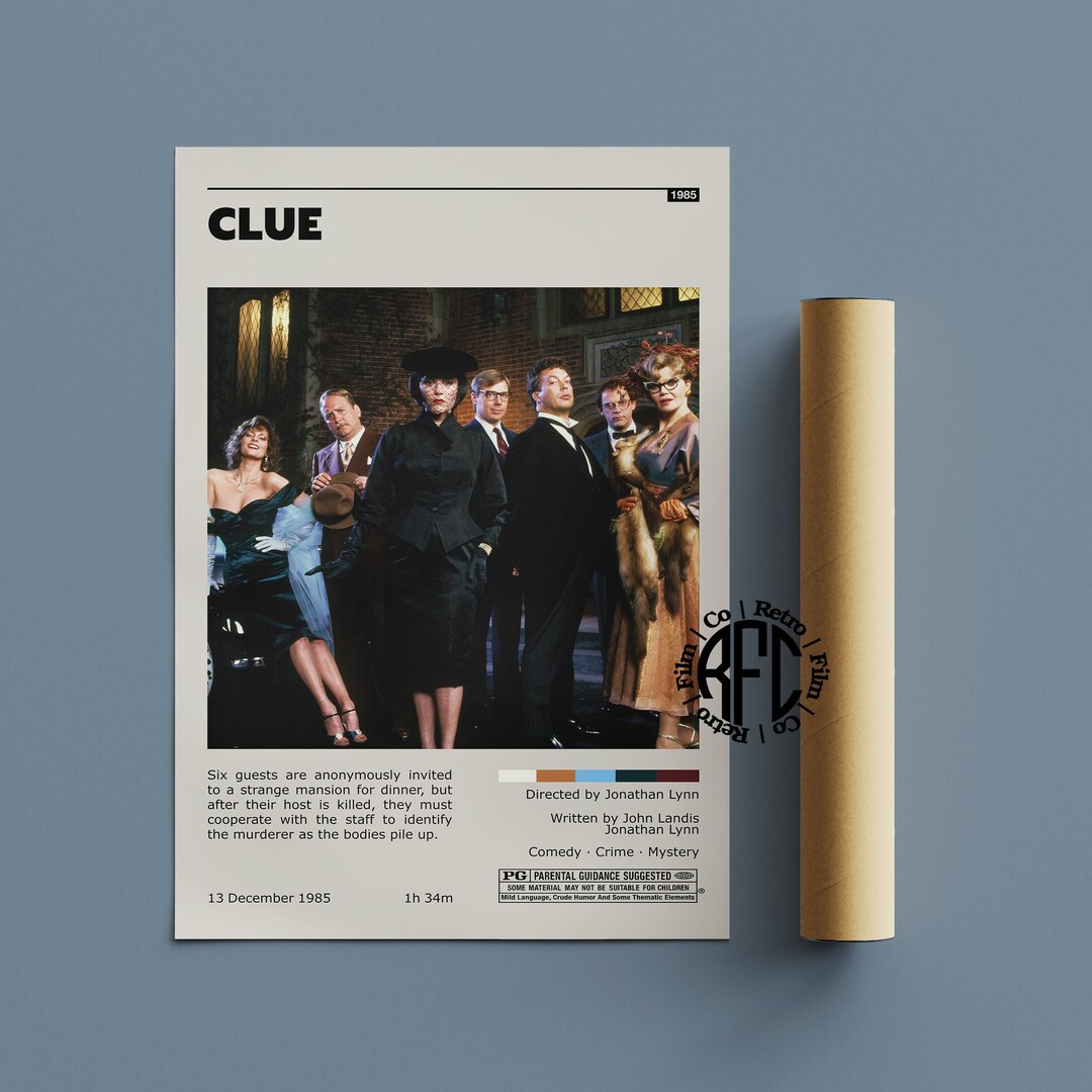 Clue Retro Vintage Poster | Minimalist Movie Poster | Retro Vintage Art ...