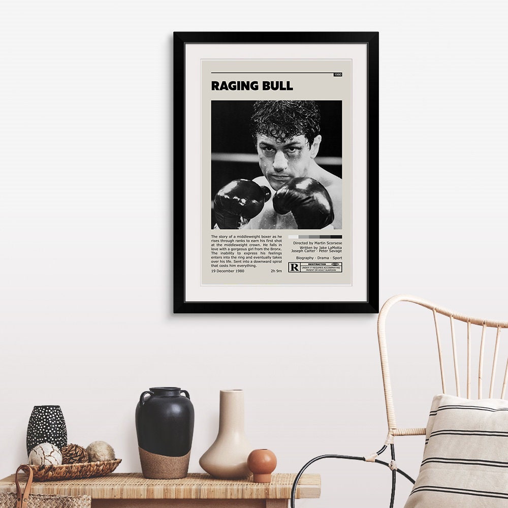 Raging Bull Retro Vintage Poster | Minimalist Movie Poster | Retro ...