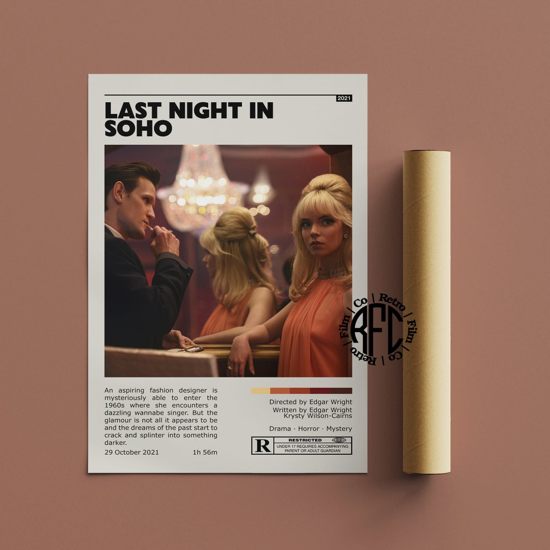 Last Night in Soho Retro Vintage Poster | Minimalist Movie Poster ...