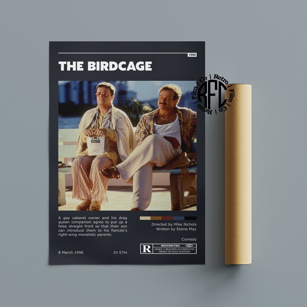 The Birdcage Retro Vintage Poster | Minimalist Movie Poster | Retro ...