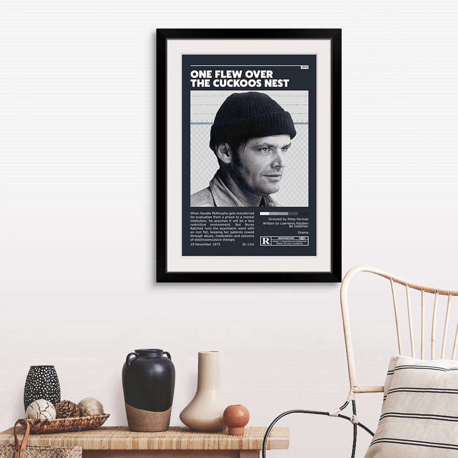 One Flew Over the Cuckoos Nest Retro Vintage Poster | Minimalist Movie ...