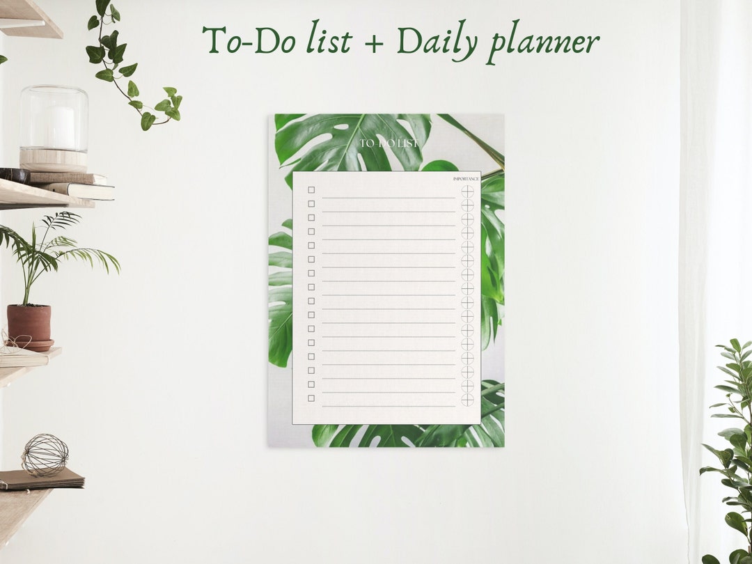 Simple Daily Planner + To-do List Printable I Goals Setting I Leaf ...