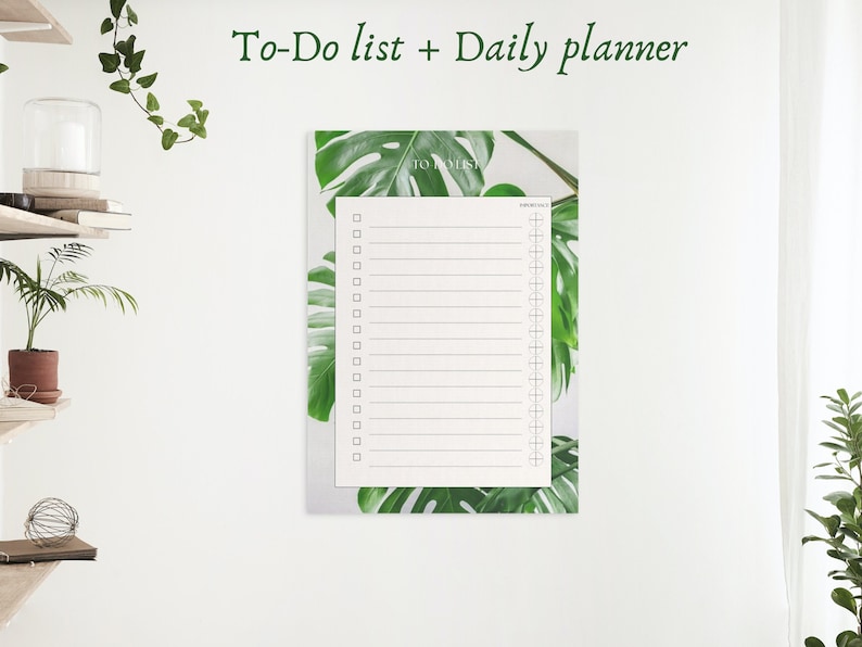 Simple Daily Planner + To-do List Printable I Goals Setting I Leaf ...