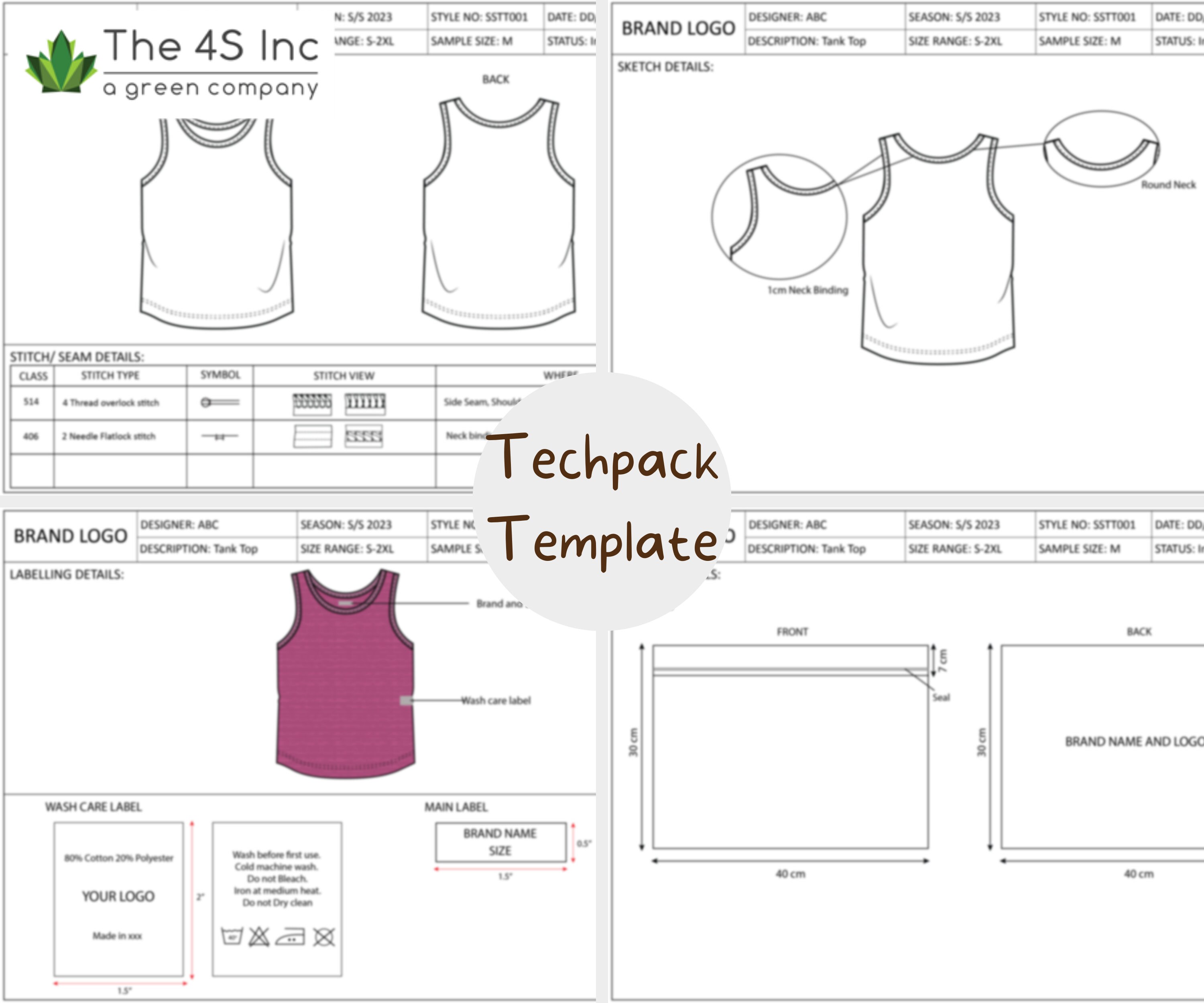 Complete 11 Page Tech Pack Template, Available in Illustrator.ai Format ...