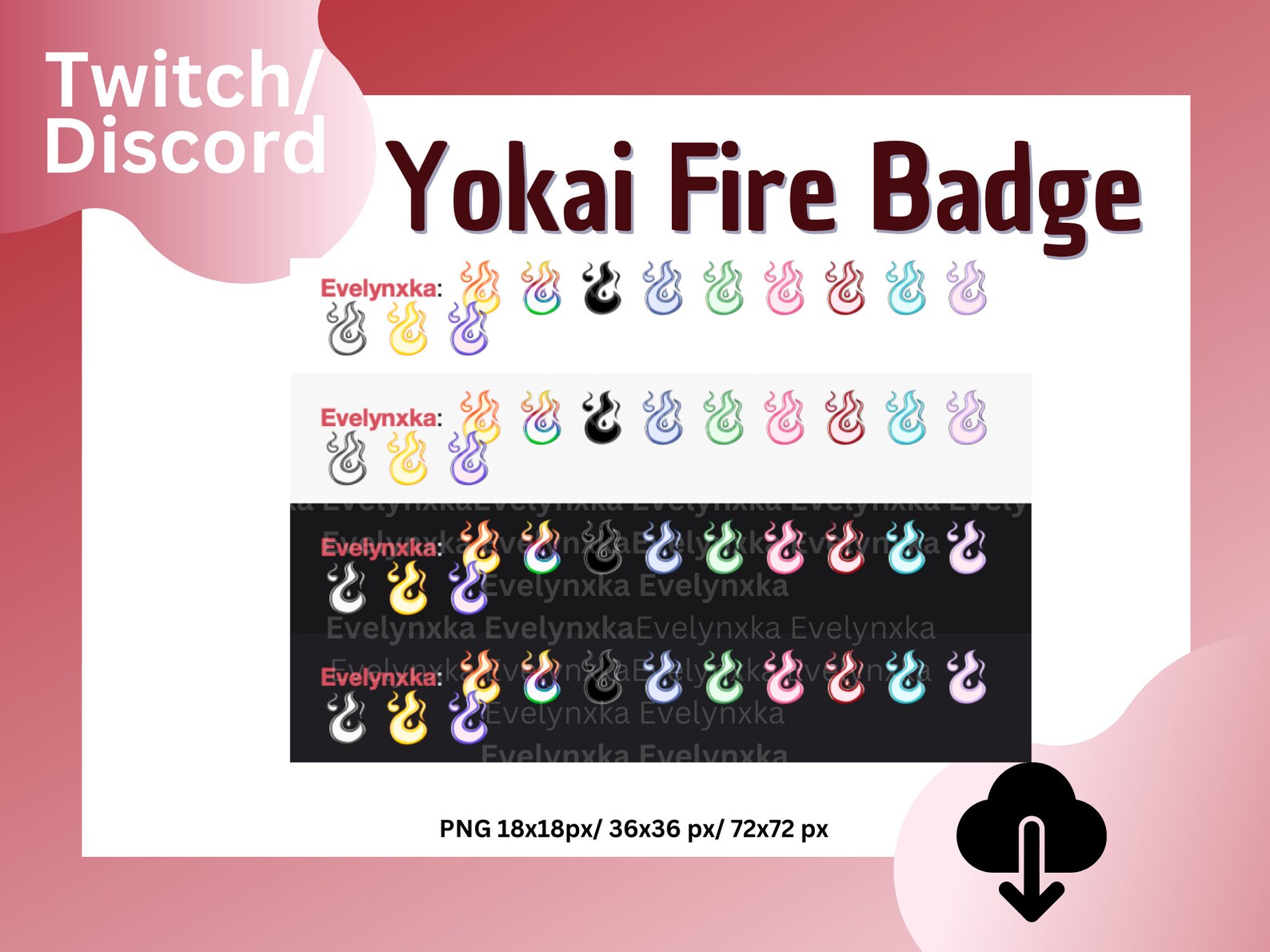Yokai Fire Twitch Sub Badges / Twitch Emote / Fire Emote / - Etsy