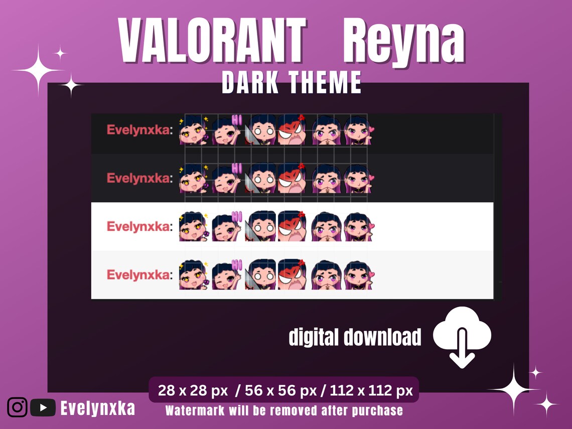 Cute Valorant Reyna Emote / Valorant Emote / Chibi Emote / Twitch Emote ...