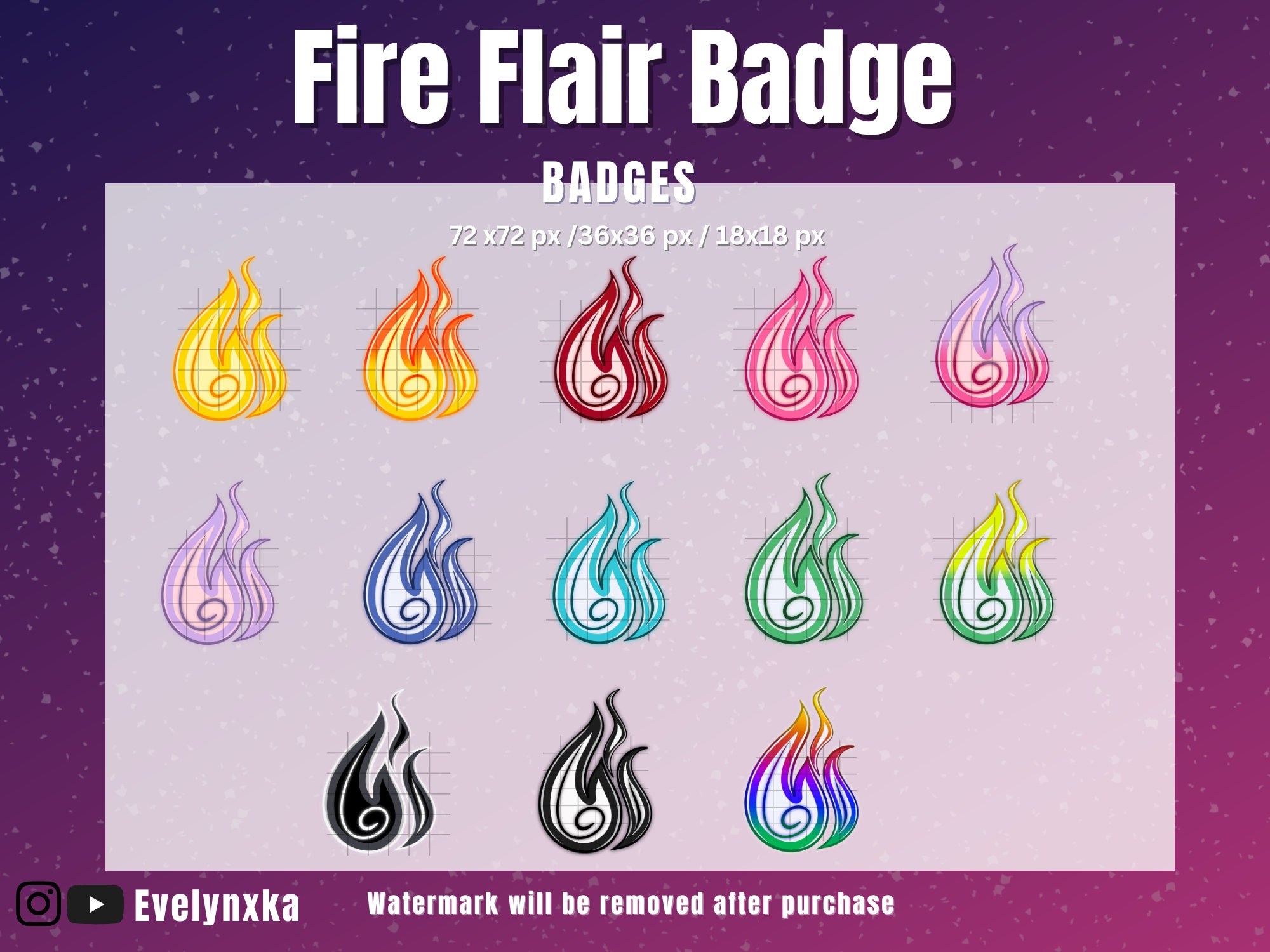 Fire Flair SUB Badges Twitch/youtube/discord/ Twitch Bits / Stream ...