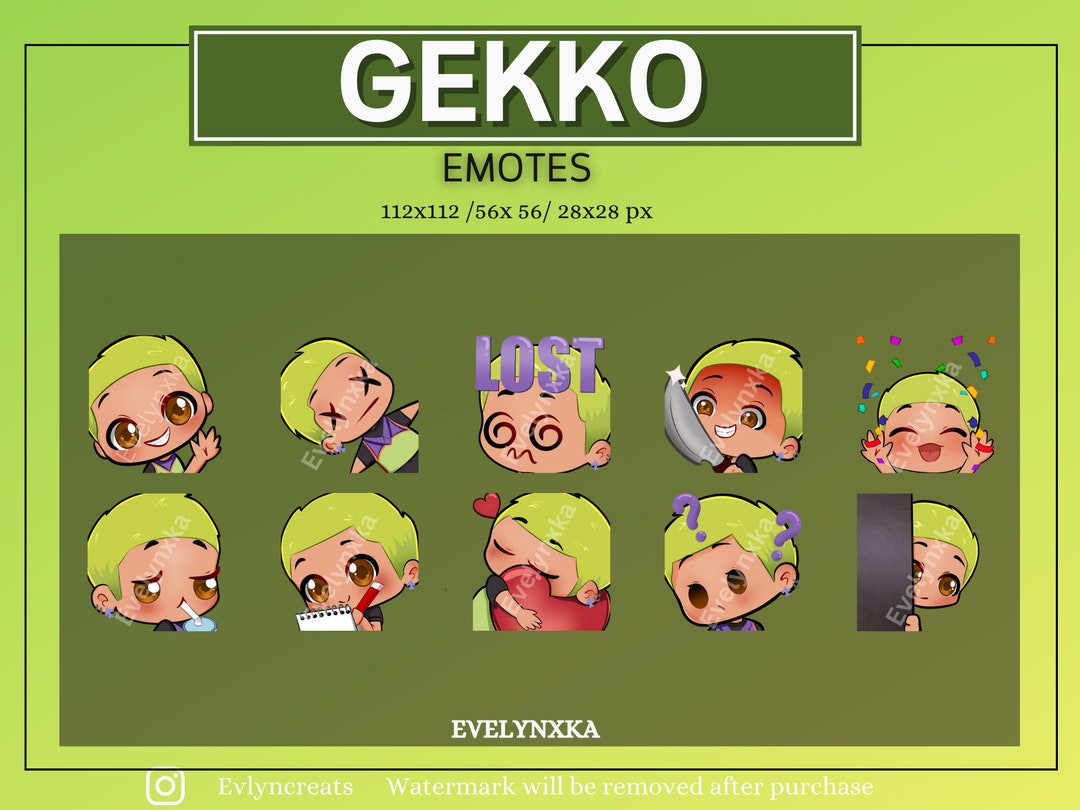 10x Cute Gekko Emotes Valorant Twitch , Discord and Youtube / Gekko ...