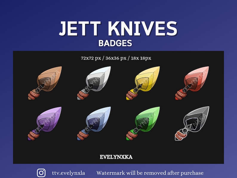 8x JETT KNIVES Sub Badges/ Bit Badges / Valorant BADGE / Twitch ...