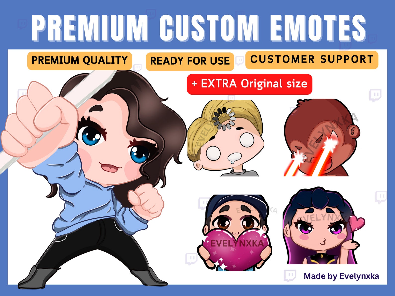 PREMIUM Custom Emotes für Twitch , YouTube, Discord / Chibi Custom ...