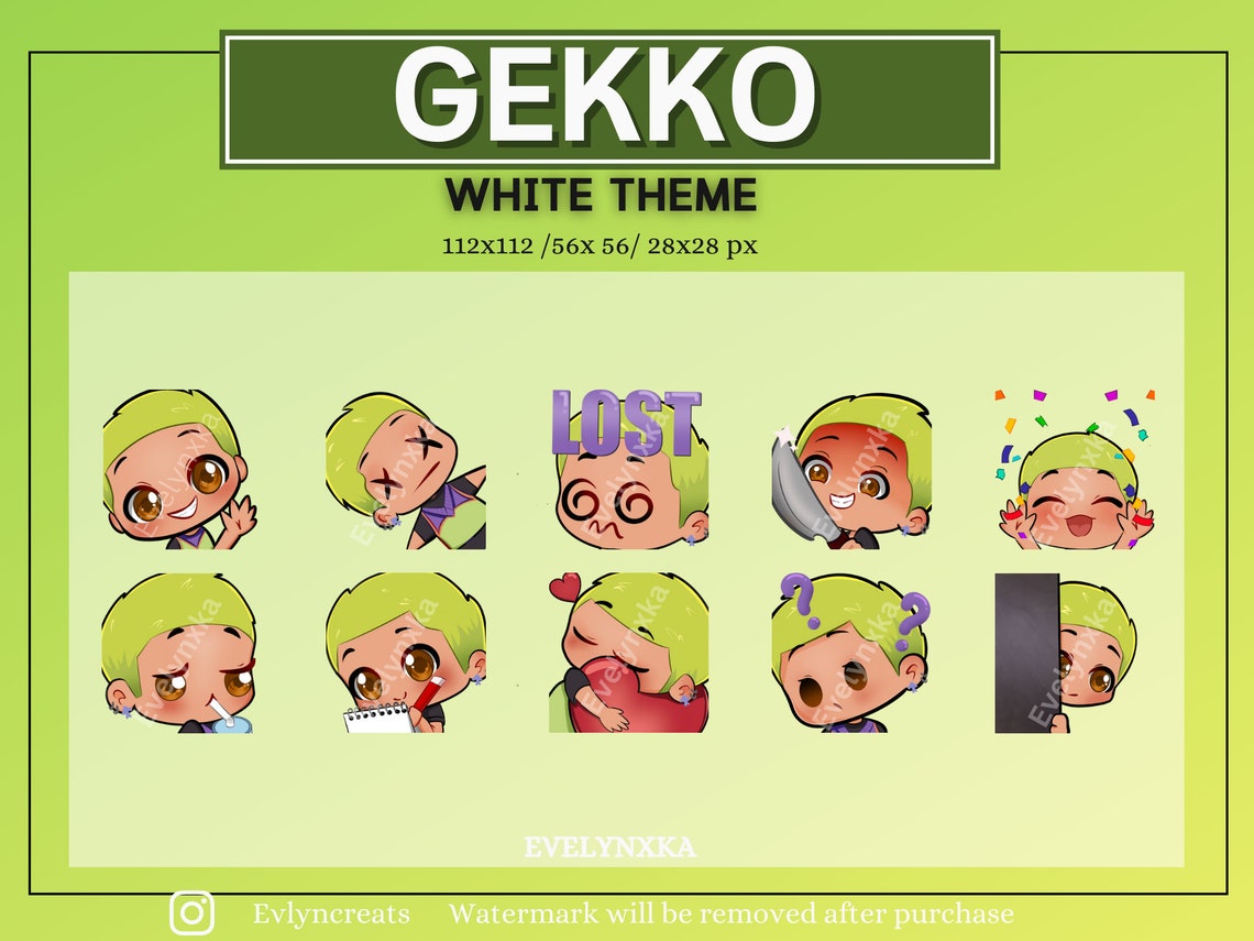 10x Cute Gekko Emotes Valorant Twitch , Discord and Youtube / Gekko ...
