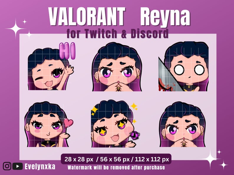 Cute Valorant Reyna Emote / Valorant Emote / Chibi Emote / Twitch Emote ...