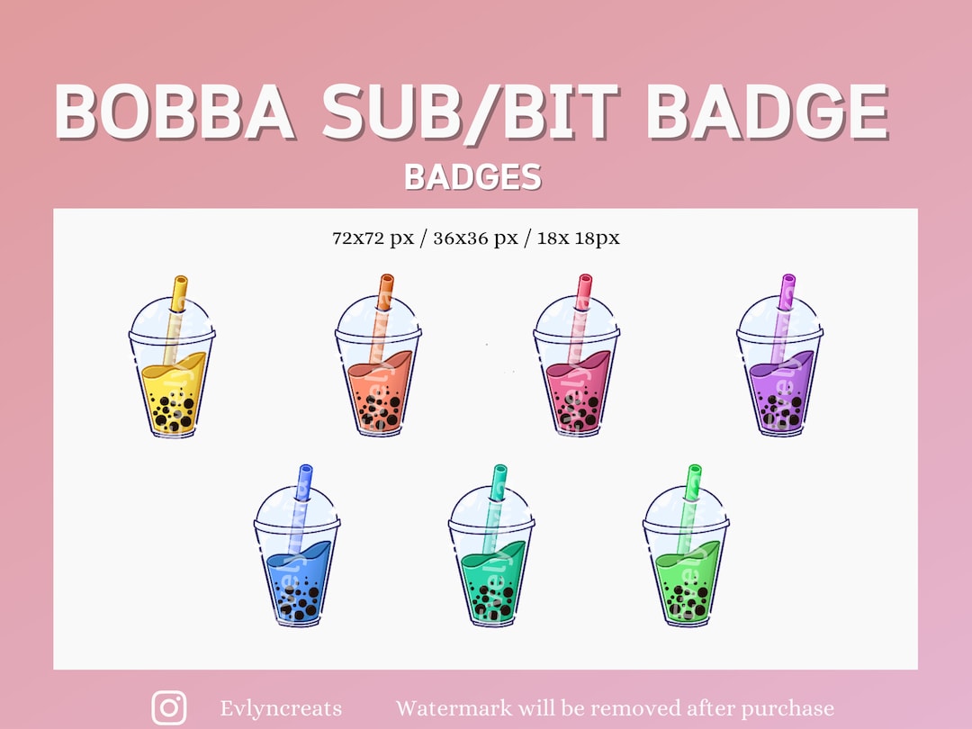 Cute Bubble Tea Sub Badges / Boba Bit Badges / Bubble Tea Bit Badges ...