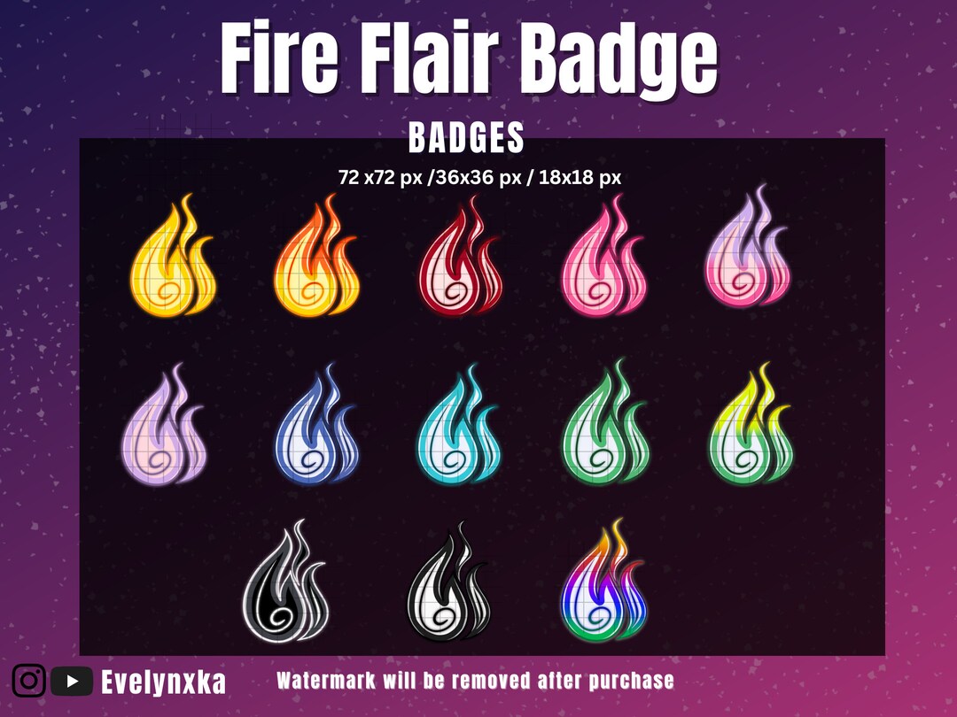 Fire Flair SUB Badges Twitch/youtube/discord/ Twitch Bits / Stream ...