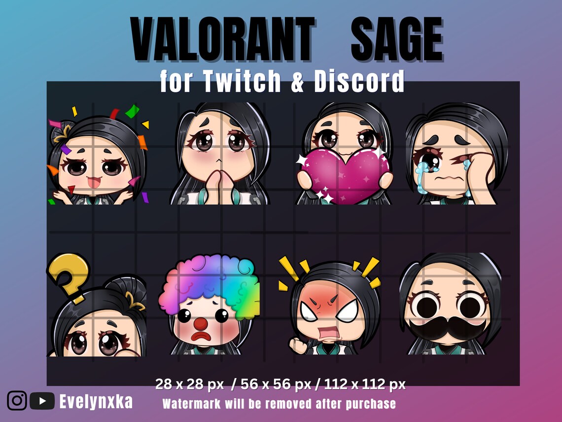 8x Cute Sage Valorant Emote Valorant Emote Sage Emote Twitch Emote ...