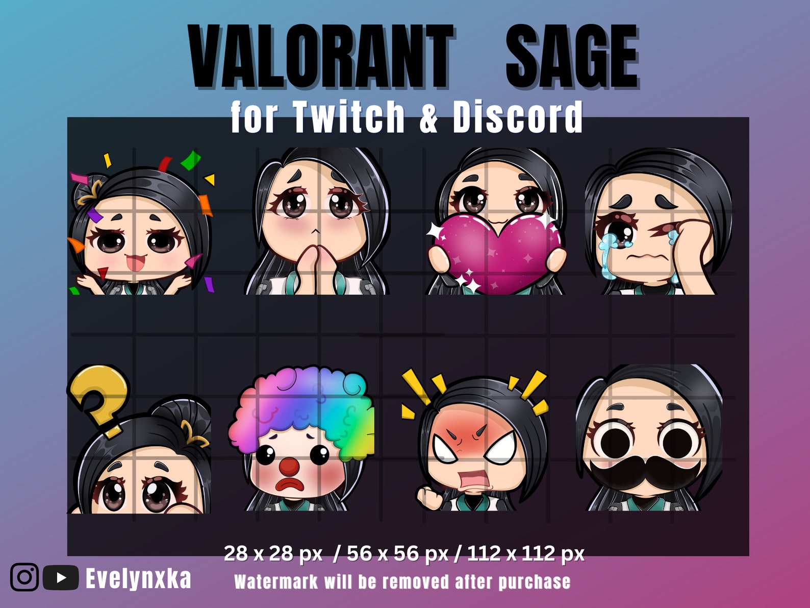 8x Cute Sage Valorant Emote Valorant Emote Sage Emote Twitch Emote ...