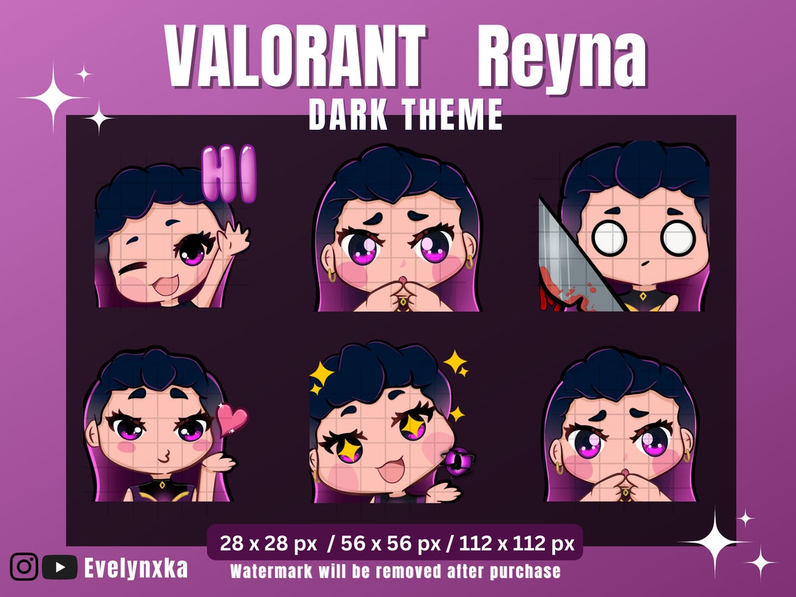 Cute Valorant Reyna Emote / Valorant Emote / Chibi Emote / Twitch Emote ...