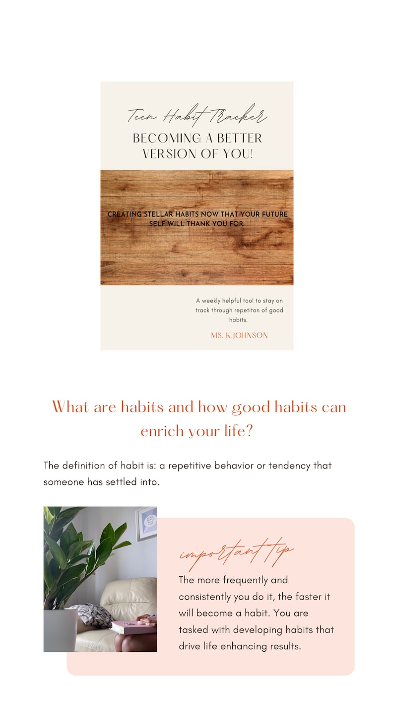 Printable Teen Habit Tracker, Student Tracker, Digital Tracker, Daily ...