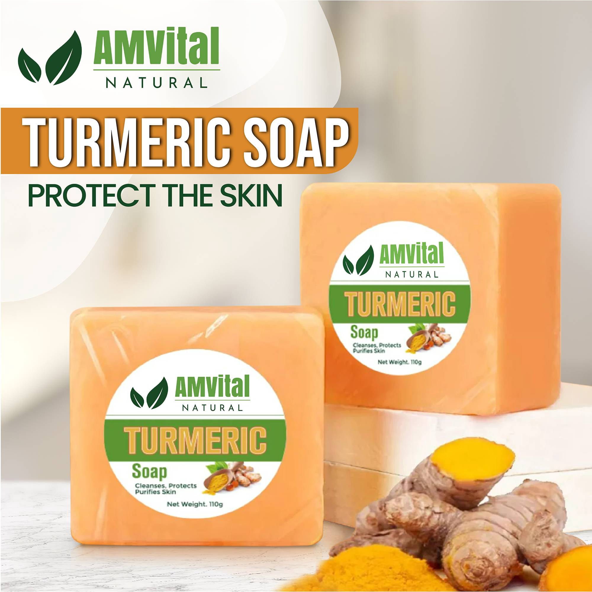 Amvital Turmeric Soap Bar for Face & Body-acne, Dark Spots, Smooth Skin ...