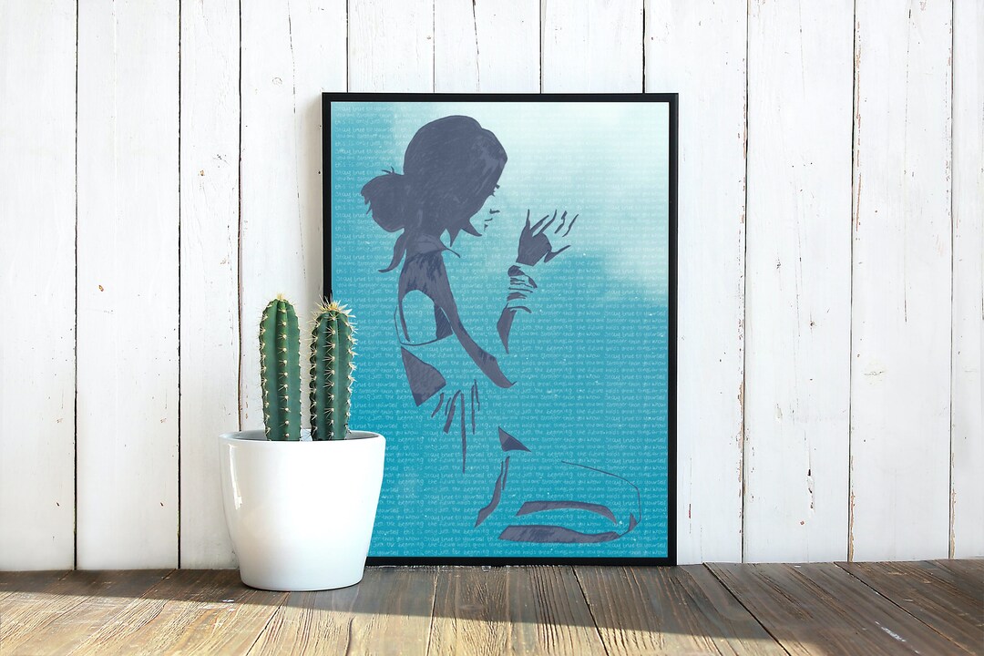 Art Print of Girl Praying in Sky Blue With Inspirational Words ...