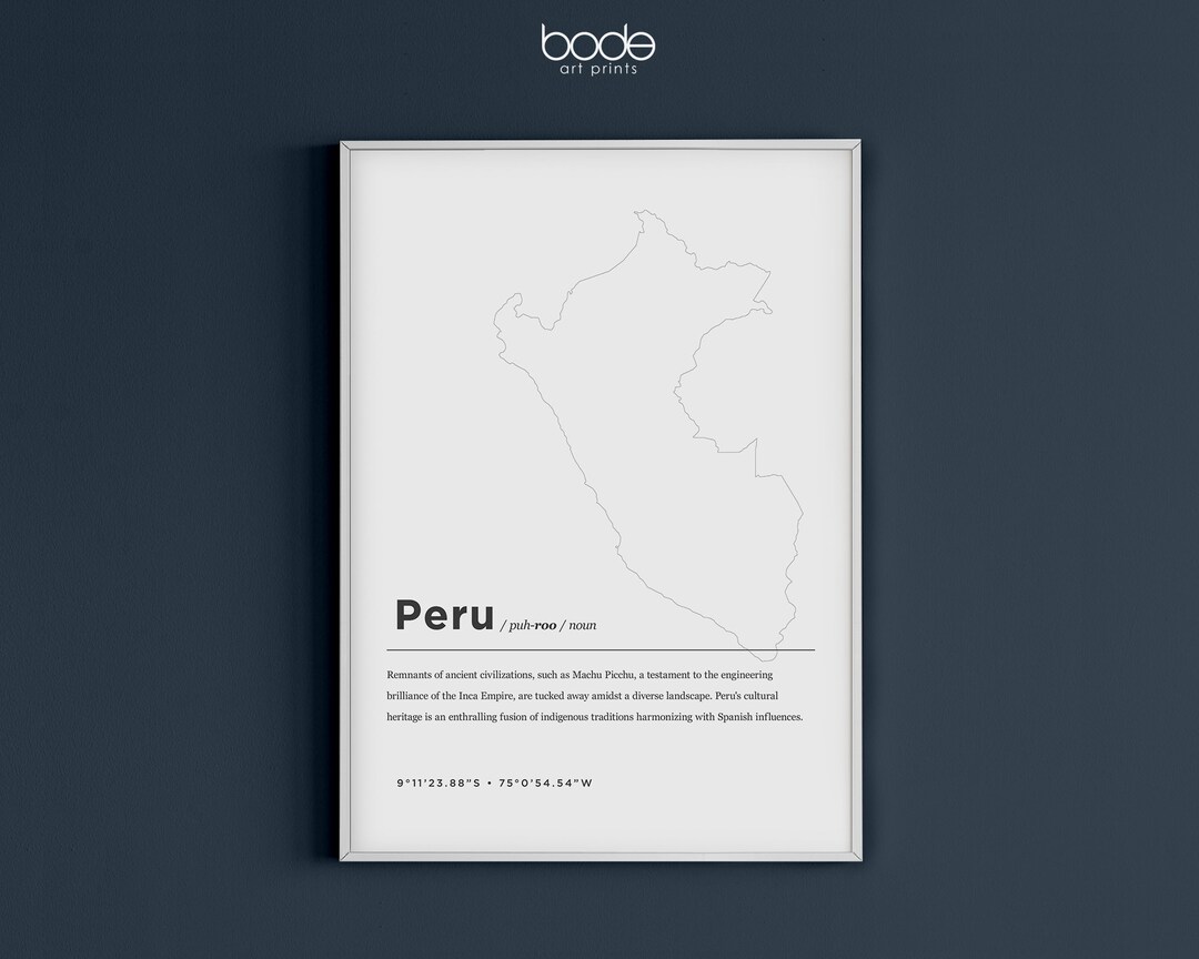 Peru Art Print World Map Artwork Abstract Travel Gift Light - Etsy