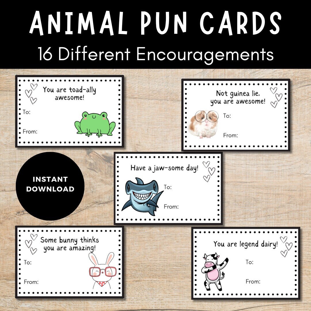 Animal Pun Valentine's Day Cards, Funny Valentine's, Printable ...