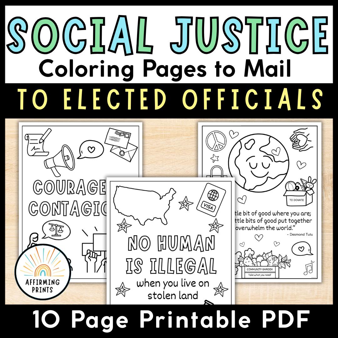 Social Justice Coloring Pages | Intergenerational Advocacy (PDF) - Etsy