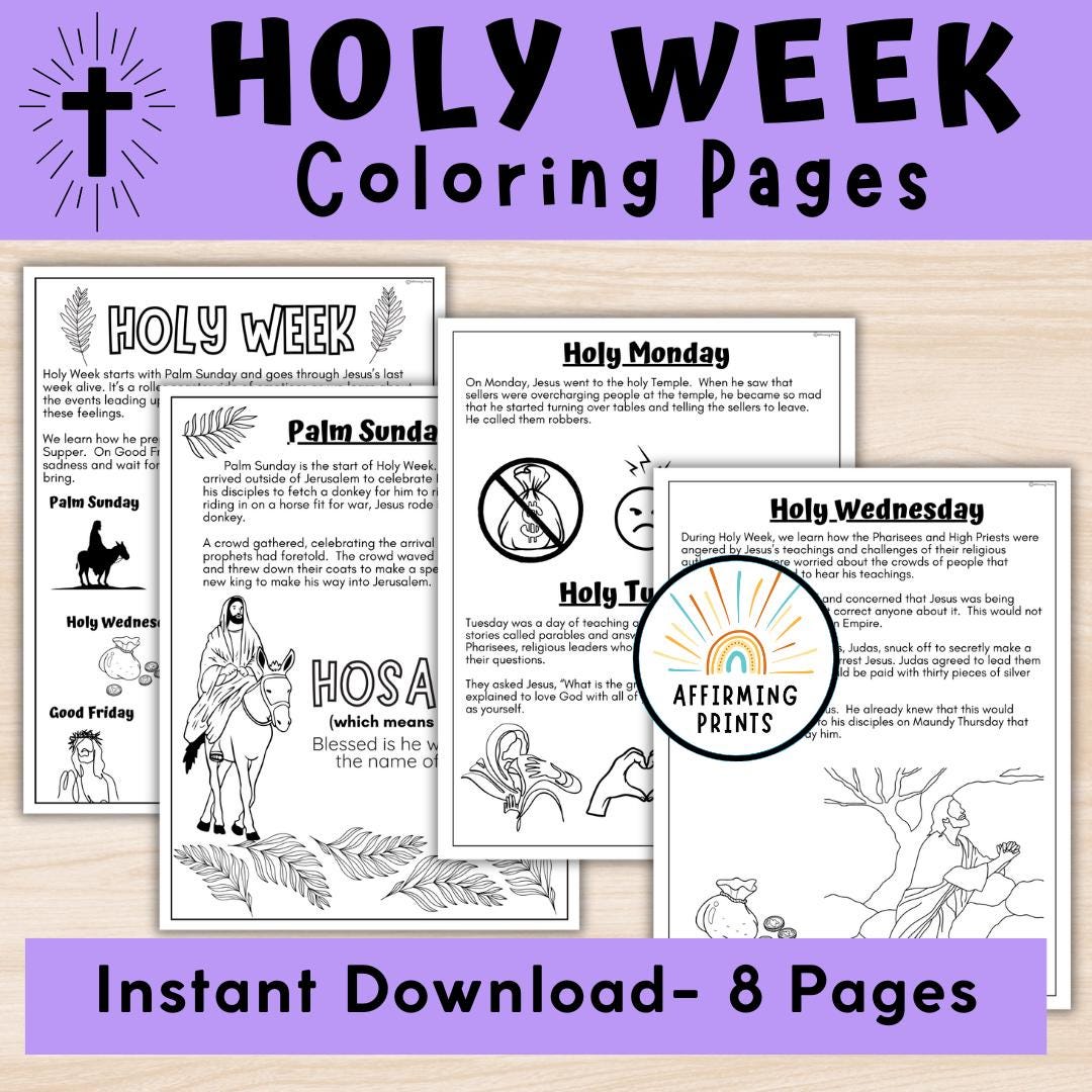 Holy Week Coloring Pages, Easter Story (printable PDF) - Etsy